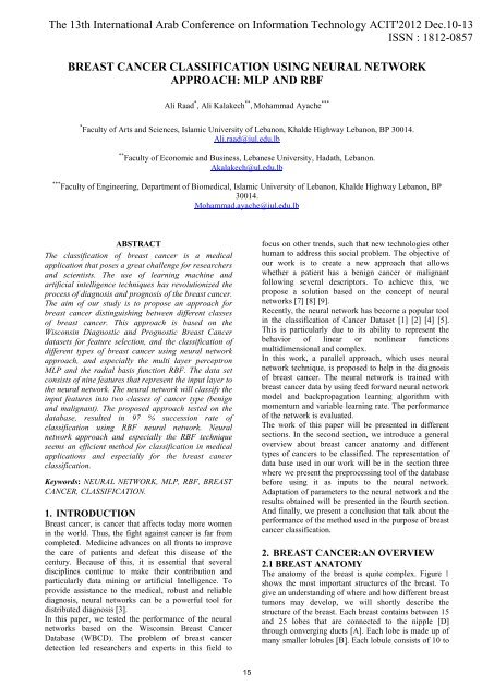 breast cancer classification using neural network approach - ACIT