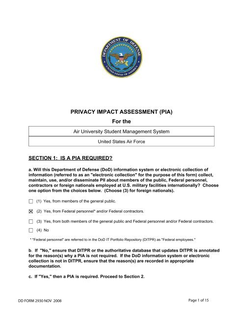 Air University Student Management System - Air Force Privacy Act