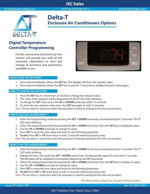 Digital Temperature Controller - ISC Enclosure Cooling