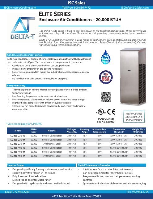 ELITE SERIES - ISC Enclosure Cooling