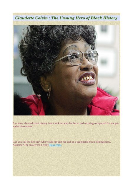Claudette Colvin : The Unsung Hero of Black History