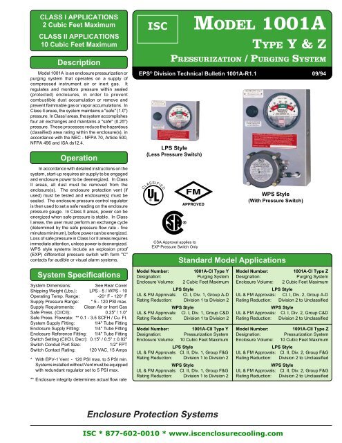MODEL 1001A - ISC Enclosure Cooling