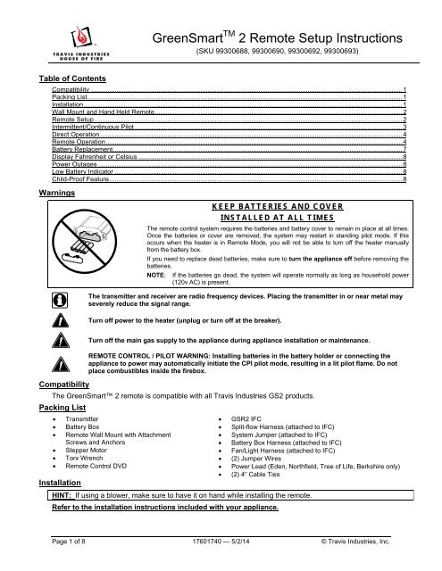 GreenSmart 2 Remote Setup Instructions - Avalon