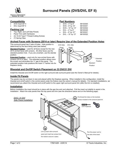 DVL/DVS EF II Surround Panel Instructions - Avalon