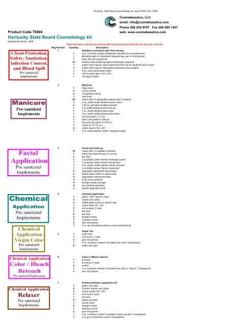Kentucky State Board Cosmetology kit - Cosmebeautica