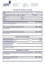 AIG Machinery Breakdown claim form - AIS Insurance Brokers