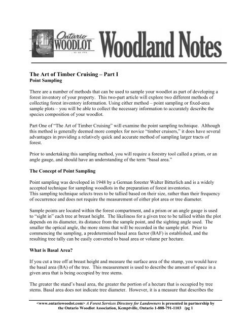 The Art of Timber Cruising â Part I - Ontario woodlot.com