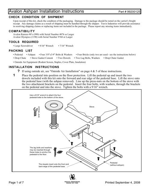 Avalon 990 Wood Stove Parts Diagram | Reviewmotors.co