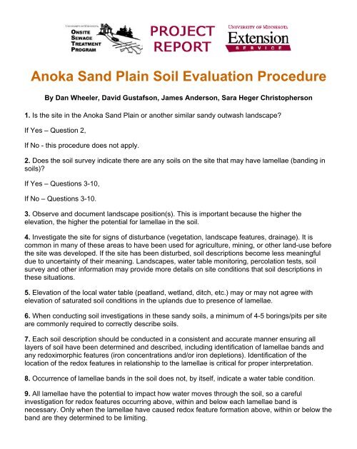Soil Evaluation Procedures