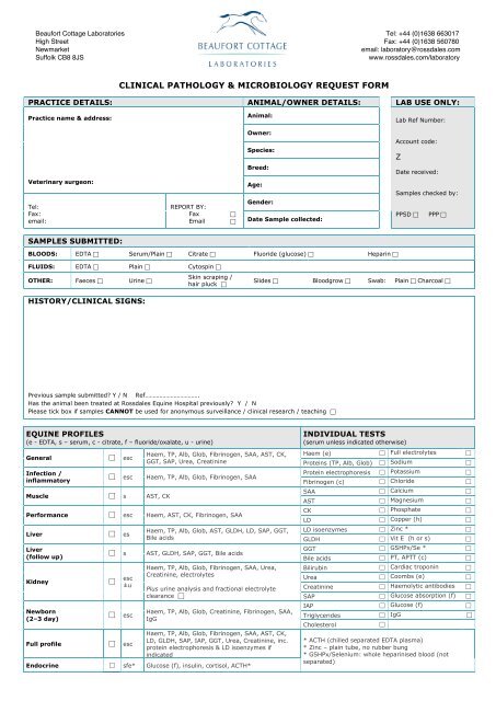 General Clinical Pathology form