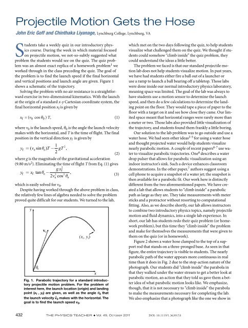 Projectile Motion Gets the Hose - John Eric Goff - Lynchburg College