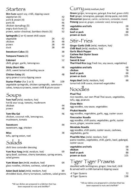 Meadowridge Menu - Rock Sushi Thai