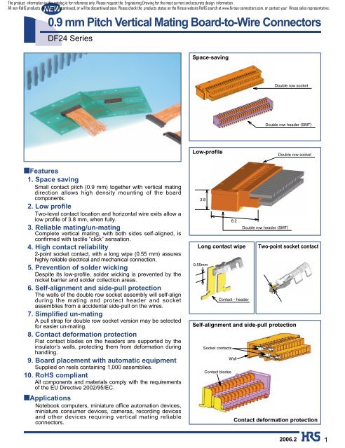0.9 mm Pitch Vertical Mating Board-to-Wire Connectors