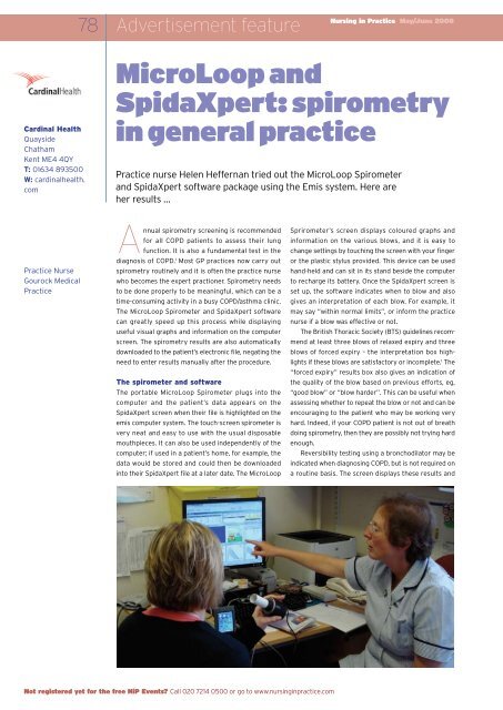 MicroLoop and SpidaXpert: spirometry in general ... - Micro Medical