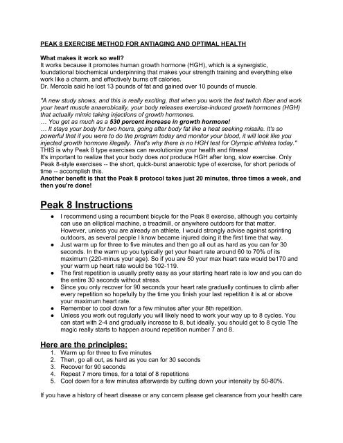 Peak 8 Instructions - Dr. Kate Klemer