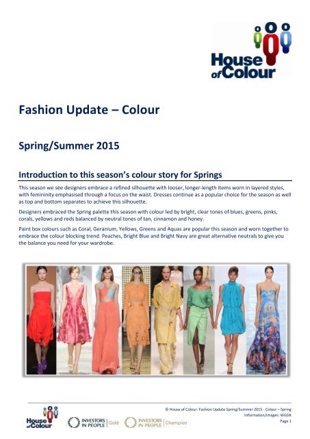 Fashion Update - Colour - House of Colour