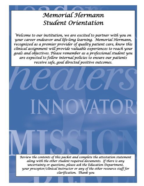 MHHS Student Orientation Packet - The Texas Nursing Resource ...