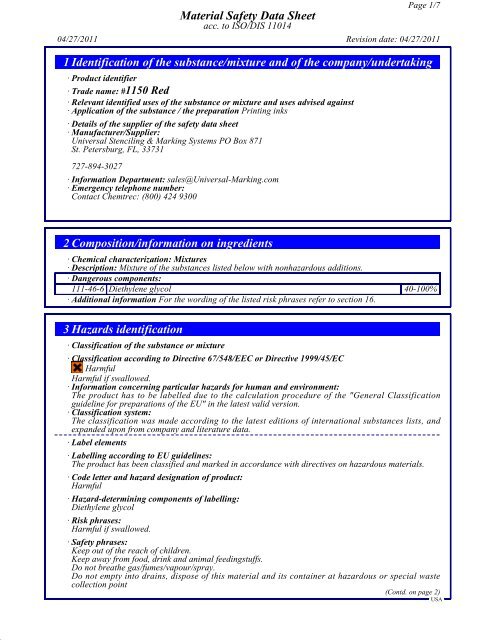 MSDS - Universal Stenciling & Marking