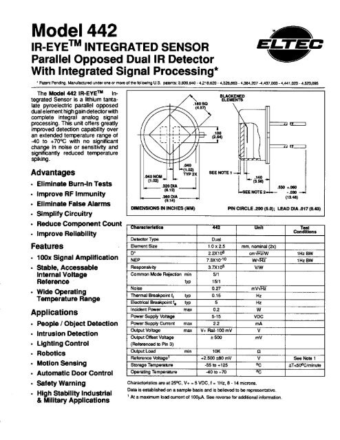 ELTEC 442-3 Pyroelectric Detector - Junun.org