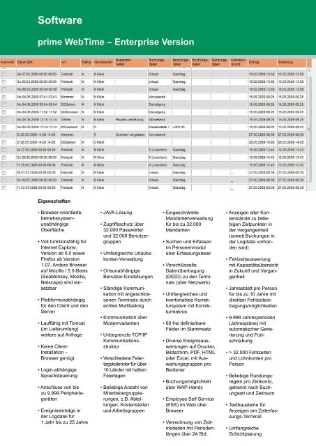 Software – Optionen prime WebTime - primion Technology AG