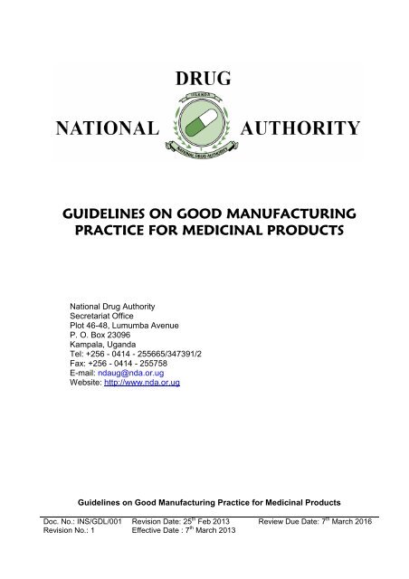 guidelines on good manufacturing practice for medicinal products