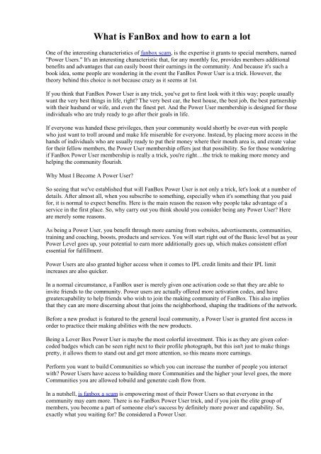 What is FanBox and how to earn a lot