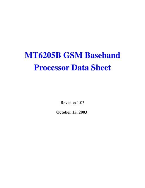 MT6205B GSM Baseband Processor Data Sheet - Data Sheet Gadget