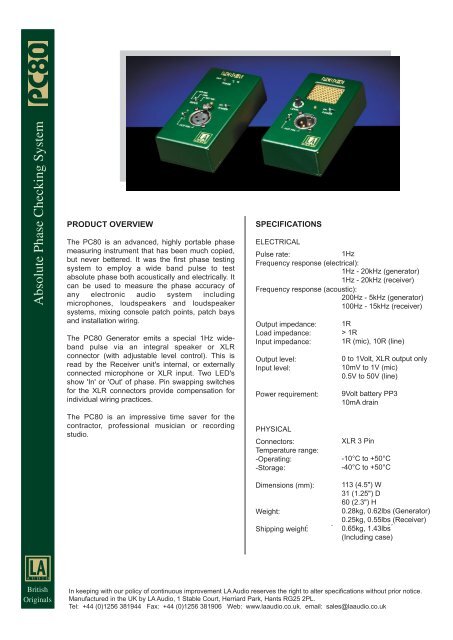 PC80 - Data Sheet - LA Audio