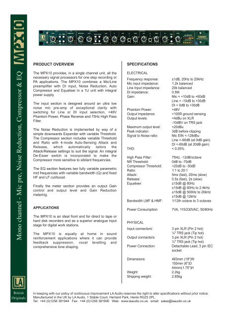 MPX10 - Data Sheet - LA Audio