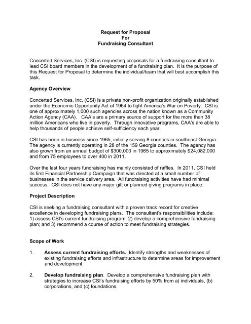 (CSI) is requesting proposals for a fundraising consul - Concerted ...