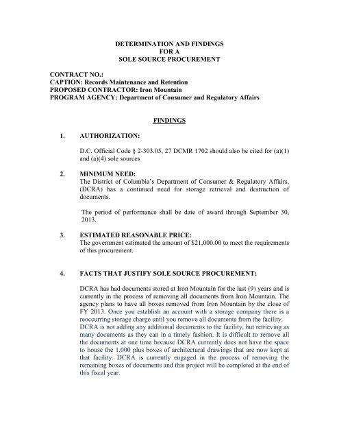 Determination And Findings