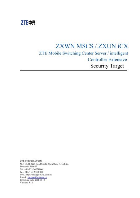 ZXWN MSCS / ZXUN iCX ZTE Mobile Switching Center - sertit