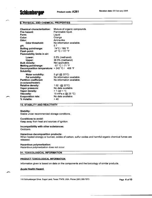 Corrosion Inhibitor A261 MSDS
