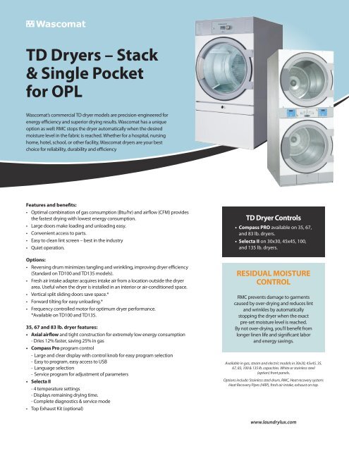 TD Dryers – Stack & Single Pocket for OPL - Laundrylux