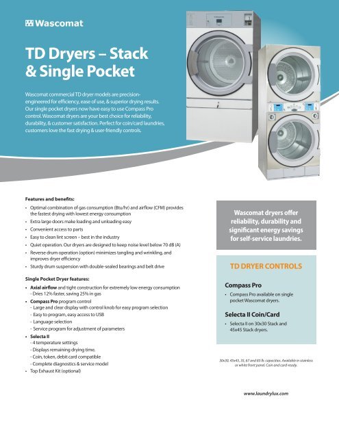 TD Dryers – Stack & Single Pocket - Laundrylux