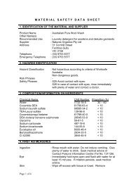 MSDS - Soap - Natures Organics Hand Wash