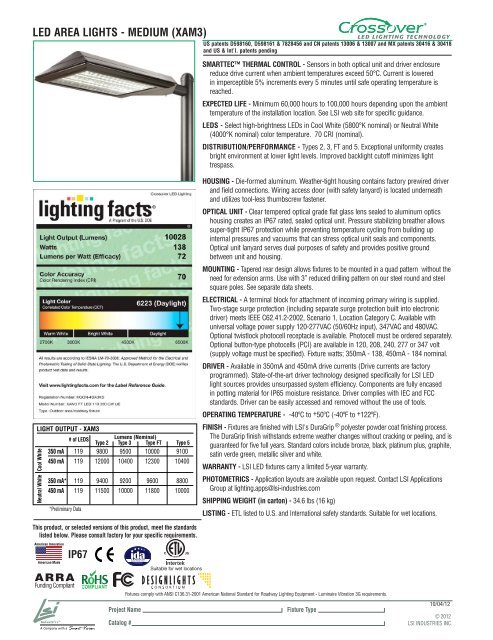 LED AREA LIGHTS - MEDIUM (XAM3) - LSI Industries Inc.