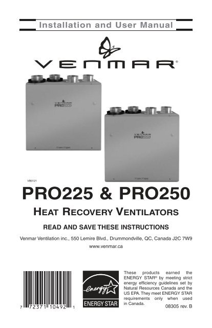 Venmar Constructo Air Exchanger Manual Outlet Styles | www ...