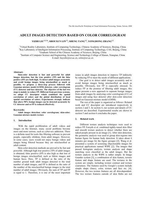 ADULT IMAGES DETECTION BASED ON COLOR CORRELOGRAM
