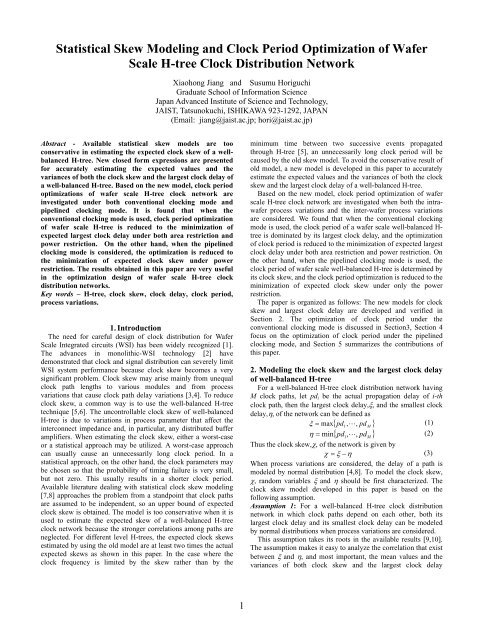 Statistical Skew Modeling and Clock Period Optimization of Wafer ...