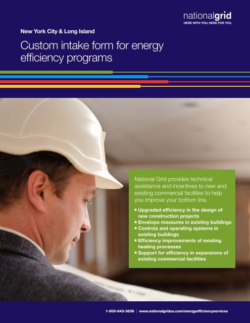 National Grid Custom Intake Form for Energy Efficiency Programs