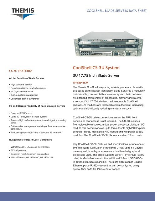 Themis CoolShell CS-3U Bladed Server Data ... - Themis Computer