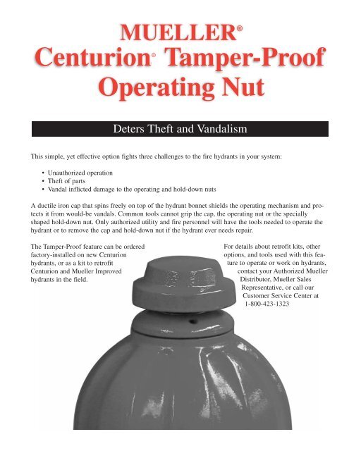 CenturionÂ® Tamper-Proof Operating Nut - Mueller Co.