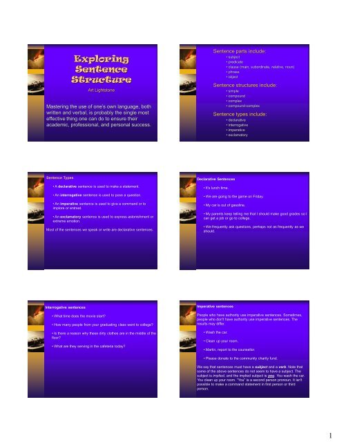 Sentence Structure Sentence Flow Comes From Moving Each Sentence From