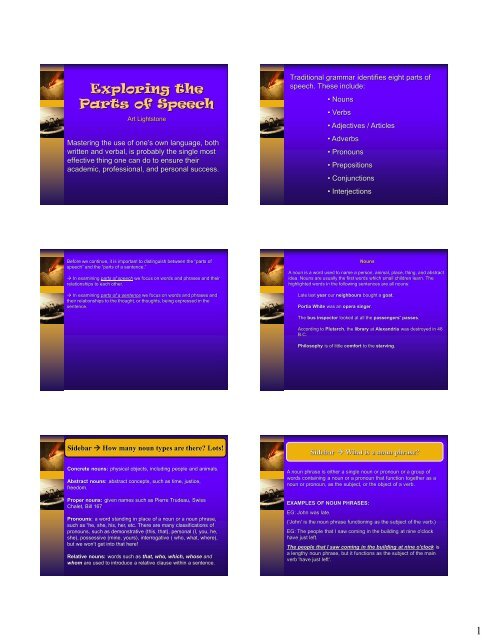 Exploring the Parts of Speech - New Learner
