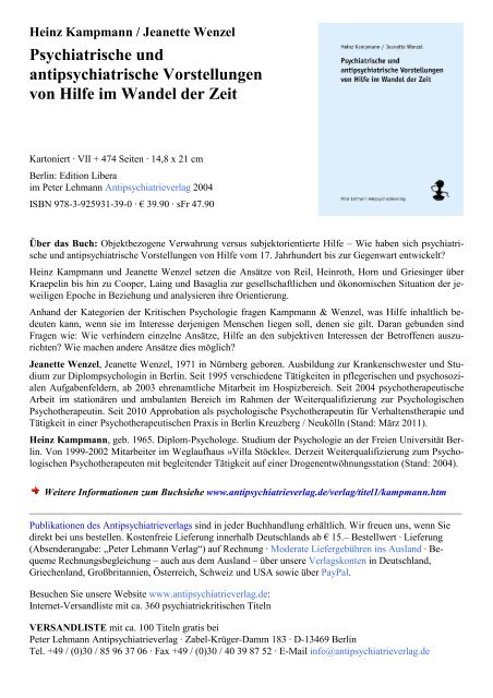 Peter Lehmann Antipsychiatrie-Verlag & -Versand