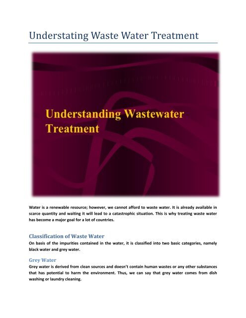 Understating Waste Water Treatment