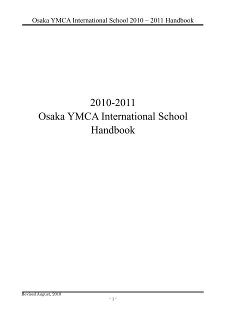 Student Handbook - Osaka YMCA International School