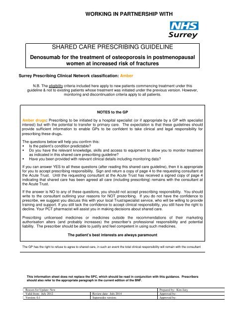 SHARED CARE PRESCRIBING GUIDELINE