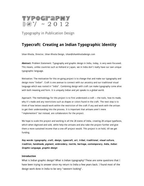 Typecraft: Creating an Indian Typographic Identity - Typography Day ...